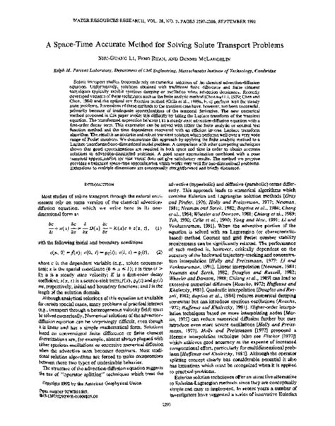 Pdf Accurate Transient Solute Transport Solutions