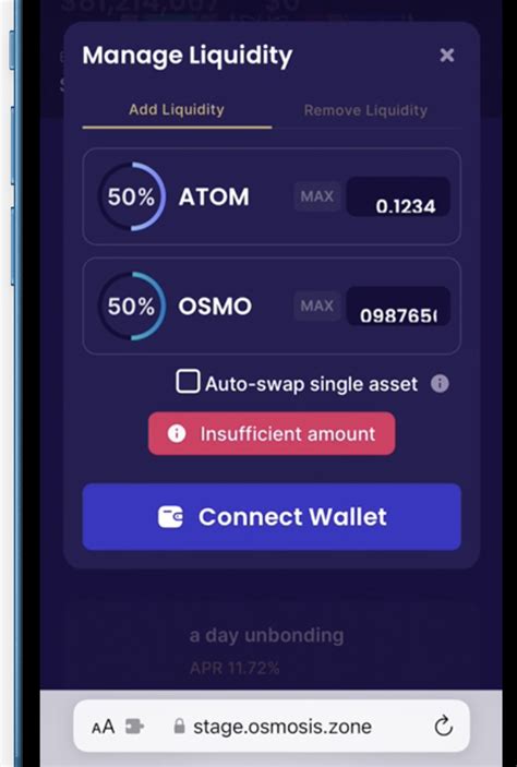 Testcase Pools Page Add Liquidity To Pools Input On Iphone · Issue 732 · Osmosis Labs
