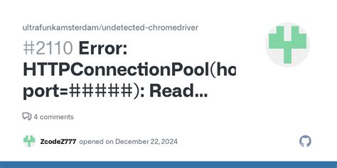 error connectionpool host localhost port read timed out
