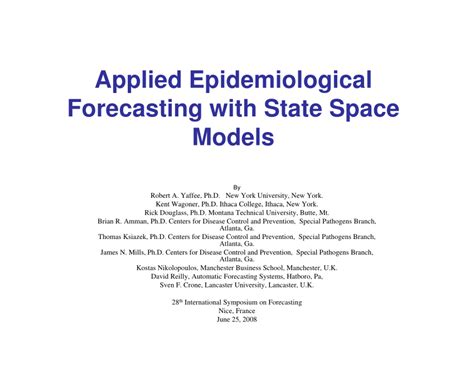 pdf applied epidemiological forecasting with state space models