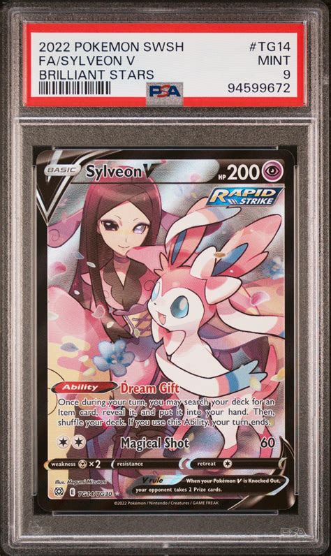 2022 Pokemon Sword And Shield Brilliant Stars Tg14 Full Artsylveon V Psa