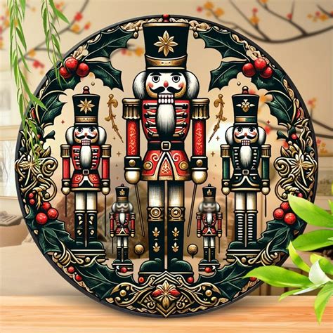 Temu｜매력적인 호두까기 인형 크리스마스 장식 8x8 아크릴 라운드 매달림 표지 휴일 및 새해 장식에 완벽 축제 파티 액세서리 방 장식 크리스마스 장식품