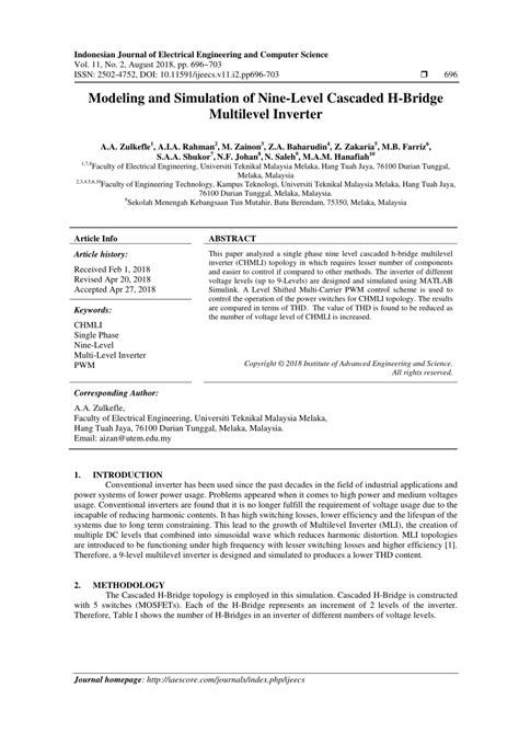 pdf modeling and simulation of nine level cascaded h bridge