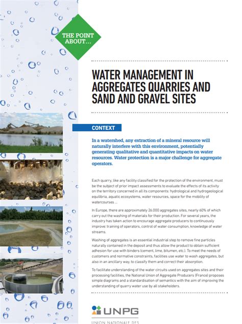 Aggregates Europe Uepg Unpg Water Management Brochure Aggregates Europe