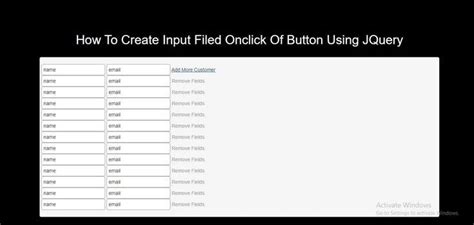 How To Create Input Filed Onclick Of Button Using Jquery Jquery Buttons Filing