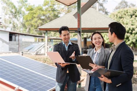 Innovative Solutions For Sustainability Engaged Team Exploring Solar Energy Impact On Business