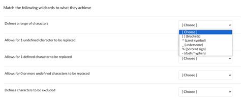 Solved Match The Following Wildcards To What They Achieve