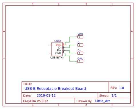 Usb B Receptacle Breakout Board Oshwlab