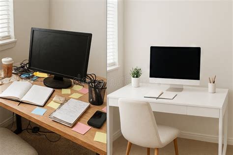 Before And After Workspace Transformation From Cluttered Messy Desk