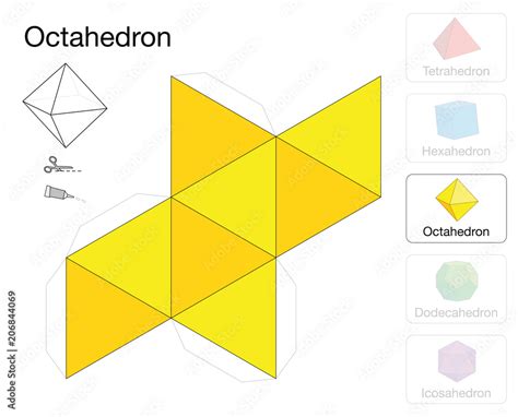 Octahedron Platonic Solid Template Paper Model Octahedron One Five My