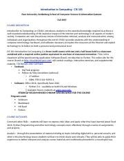CIS101 SYLLABUS Pdf Introduction To Computing CIS 101 Pace University Seidenberg Babe Of