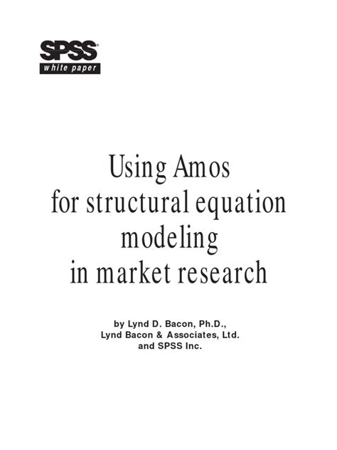 Using Amos For Structural Equation Modeling In Market Research Pdf