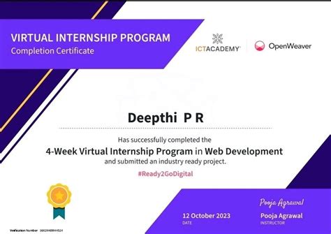 Deepthi P R On Linkedin Ictacademy Virtualinternshipprogram