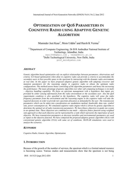 Optimization Of Qos Parameters In Cognitive Radio Using Adaptive