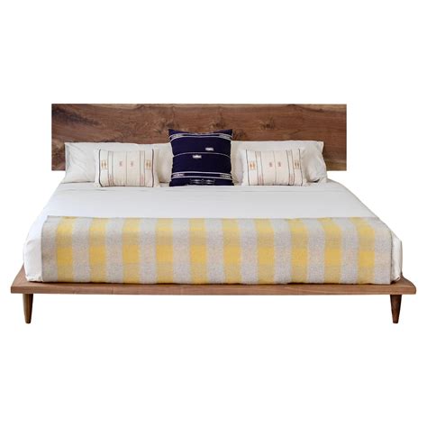 Mid Century Modern Platform Bed With Upholstered Headboard For Sale At