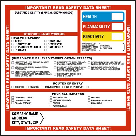 Hazcom Substance Identity Safety Data Sheet Label Save 10 Online