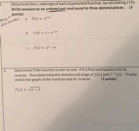 Solved Determine The Y Intercept Of Each Exponential Chegg Com