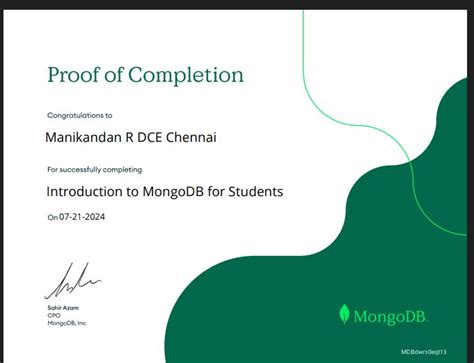 Manikandan R On Linkedin Mongodb Certification Nosql