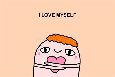 Affirmation Illustration I Love Myself Hand Drawn Vector In Cartoon
