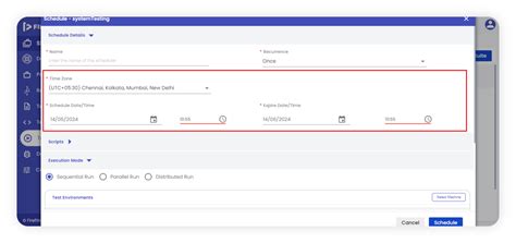 Test Execution Schedule Details