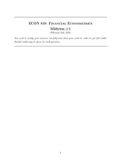 2016 Midterm 1 Pdf Mathematical And Quantitative Methods Economics