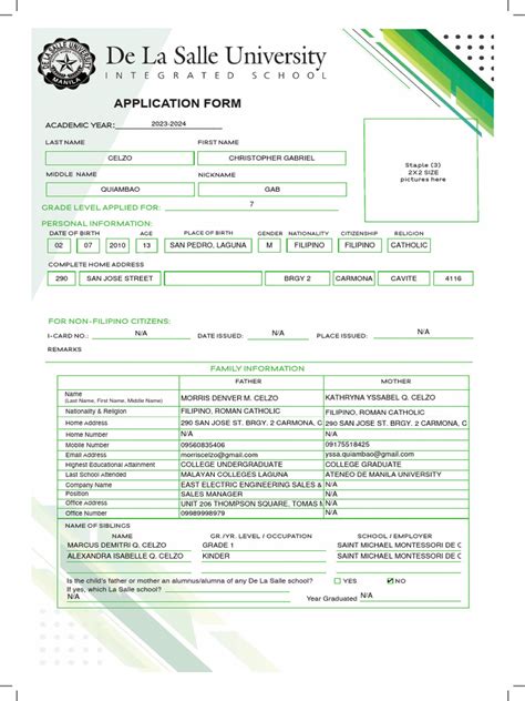 Dlsu Application Form Pdf