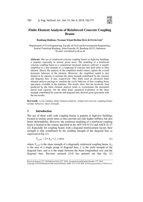 Pdf Finite Element Analysis Of Reinforced Concrete Coupling Beams