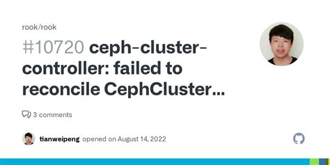 Ceph Cluster Controller Failed To Reconcile Cephcluster Rook Ceph