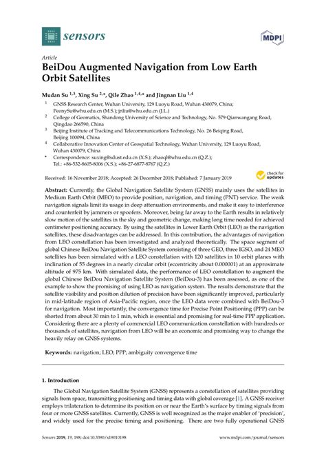 Pdf Beidou Augmented Navigation From Low Earth Orbit Satellites