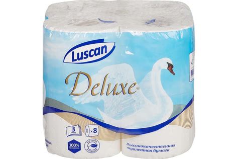 Туалетная бумага Luscan Deluxe 3 слоя, белая, 8 рулонов 484894 ...