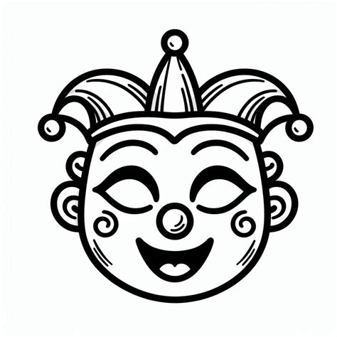 מסכה של ליצן לחג פורים לצביעה אונליין דפי צביעה אונליין יויו