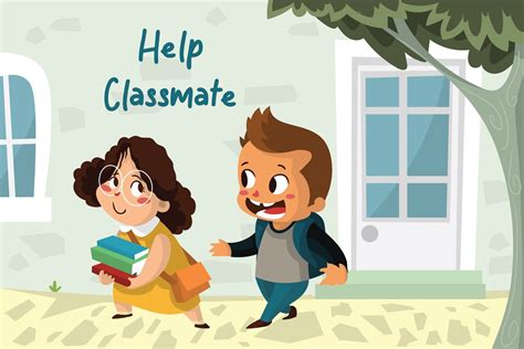 Help Classmate Vector Illustration Vector Illustration Illustration Graphic Illustration