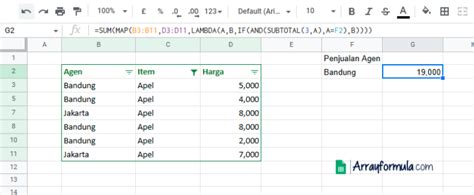 Menggabungkan Rumus SUMIF Dan SUBTOTAL Pada Google Sheets Arrayformula