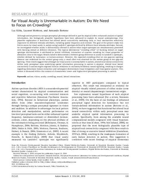 Pdf Far Visual Acuity Is Unremarkable In Autism Do We Need To Focus