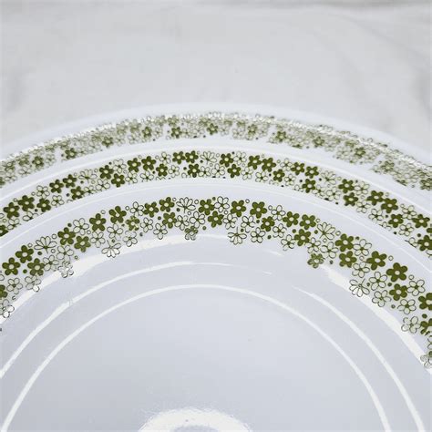 Vintage White Glass Dinnerware With Green Flowers Corelle Livingware