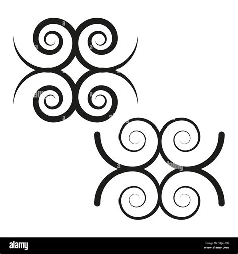 Swirl Corner Symbol Spiral Cross Shape Ornamental Curl Vector Black