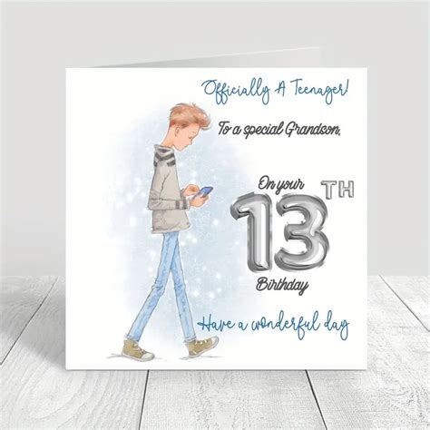 Карта за рожден ден на 13 годишно момче Официално Temu Bulgaria