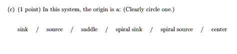 Solved Point In This System The Origin Is A Clearly Circle One