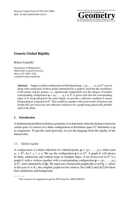 Pdf Generic Global Rigidity