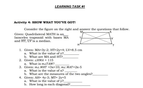 Solved Learning Task 1 Activity 4 Show What Youve Got Consider The Figure On The Right And