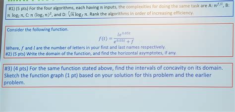 Solved 1 5 ﻿pts ﻿for The Four Algorithms Each Having N