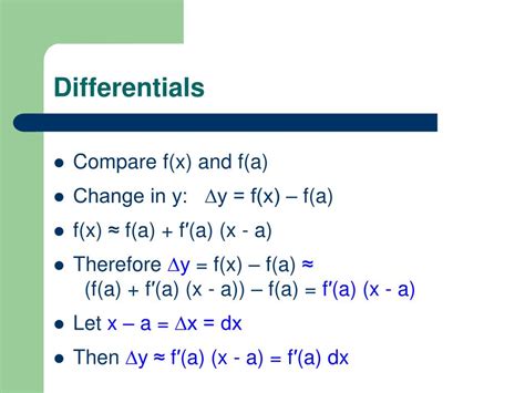 Ppt Linear Approximation And Differentials Section 39 Powerpoint Presentation Id5569831