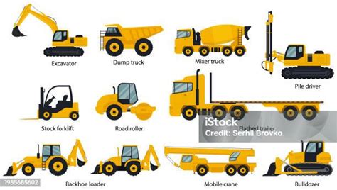 건설 기계 세트입니다 굴착기 덤프 트럭 믹서 트럭 더미 운전사 주식 포크리프트 도로 롤러 평상형트레일러 트레일러 굴착기 장전기