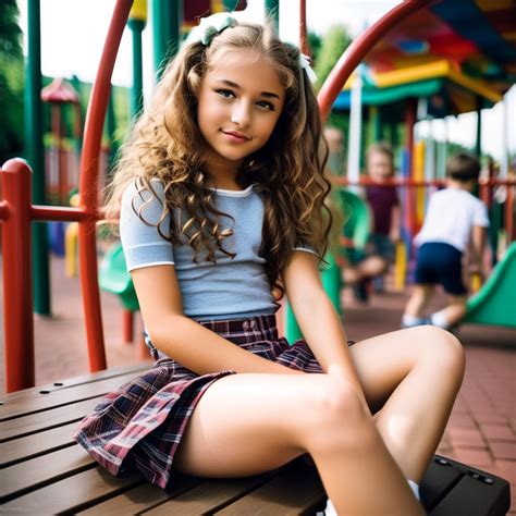 Cute Petite Preteen Girl Wearing A Miniskirt Manspreading In By