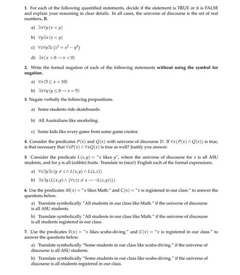 solved for each of the following quantified statements