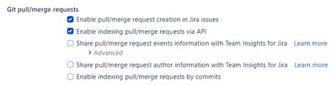 Branch And Pull Requests Settings Git Integration For Jira Self Managed