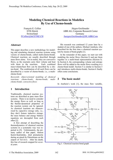 Pdf Modeling Chemical Reactions In Modelica By Use Of Chemo Bonds