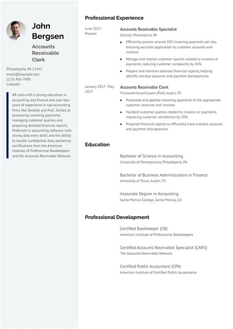Accounts Receivable Resume Sample
