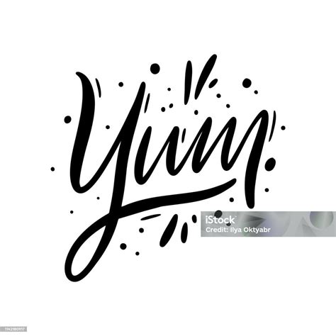 냠 기호입니다 손으로 그린 벡터 레터링 흰색 배경에 고립입니다 귀여운에 대한 스톡 벡터 아트 및 기타 이미지 귀여운 낙서 드로잉 낮 Istock
