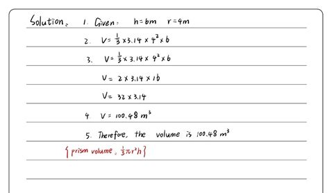 b 3 14 1 given 2 v 1 3 π r2 h v gauthmath